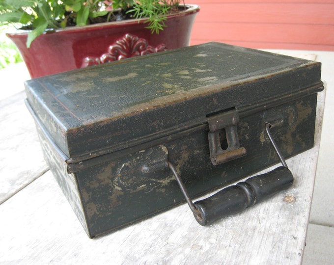 Antique Metal Cash Box Strong Box Bank Box - Etsy