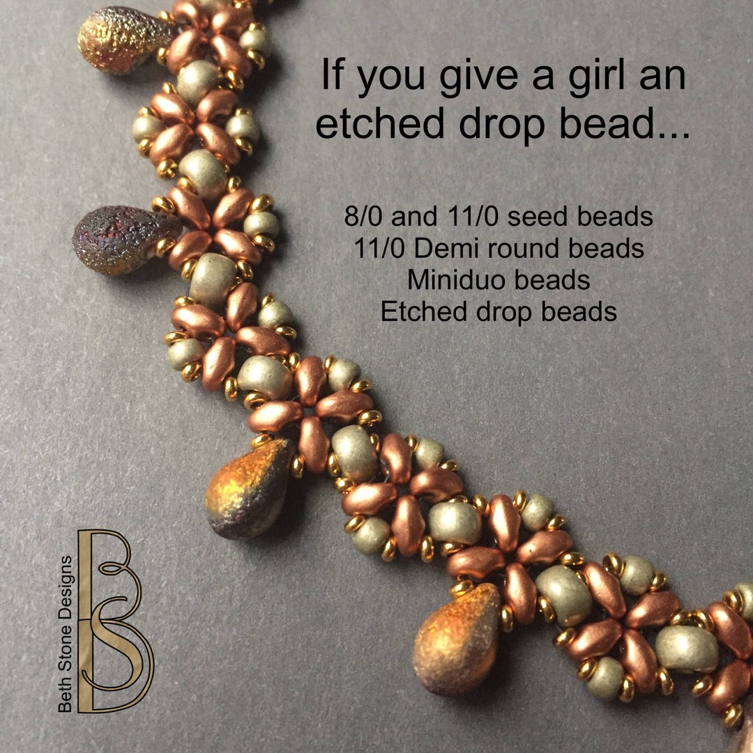Drop Bead Necklace Tutorial | Seed Bead Beadweaving Pattern (PDF ...