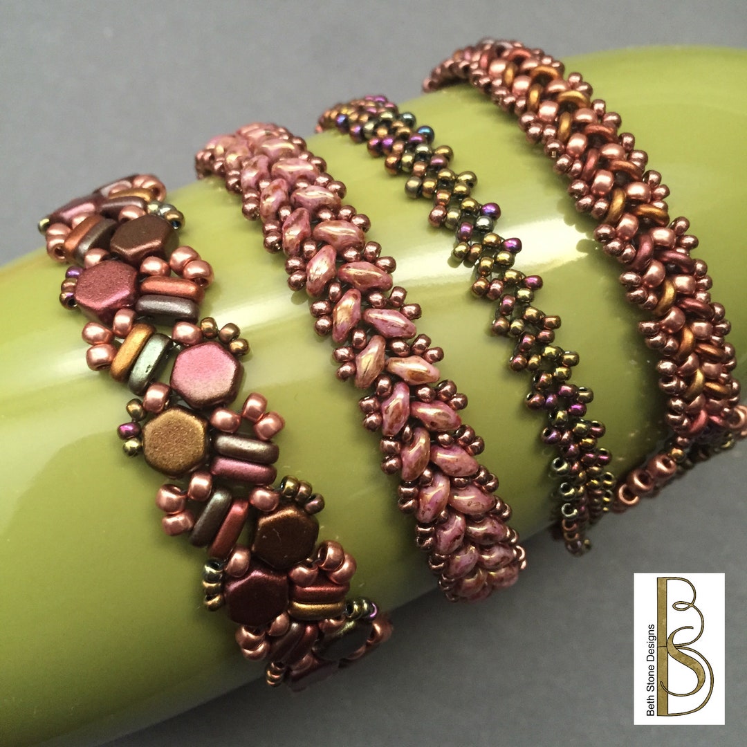 Quad Wrap Bracelet Tutorial | Honeycomb Beads & Herringbone Stitch ...