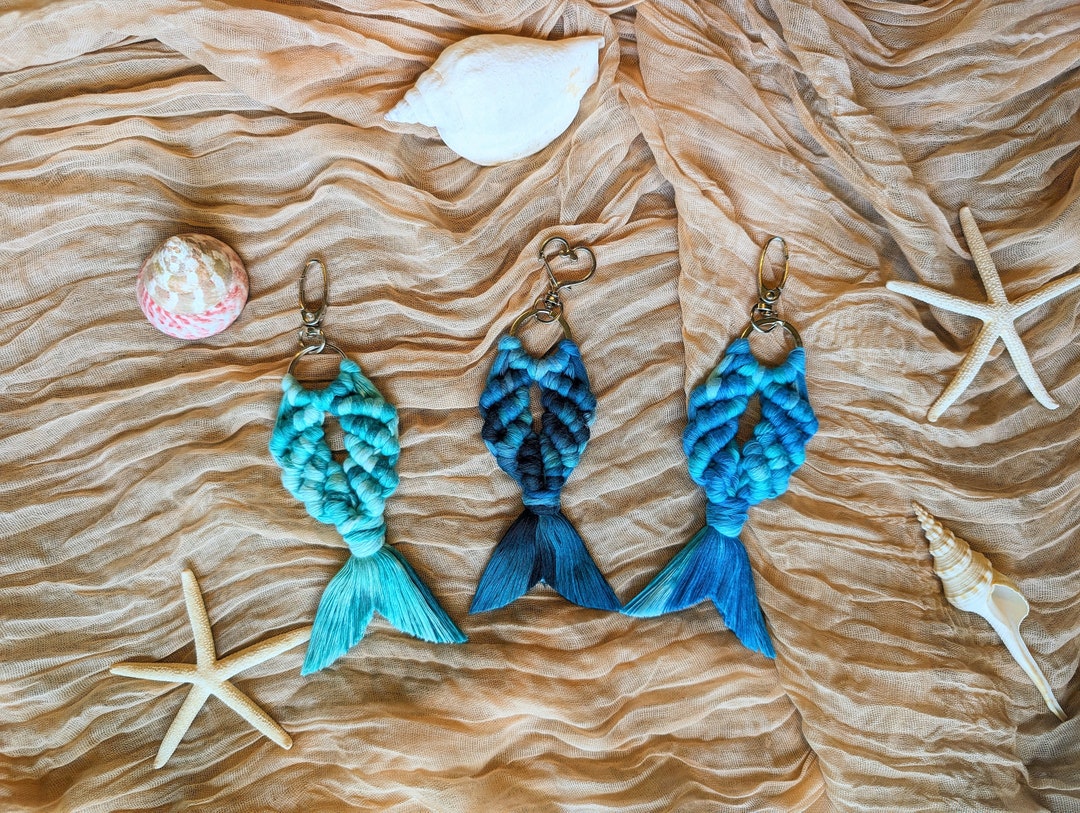 Mermaid Keychain Macrame Keychain Mermaid Tail Bag Tag Boho Bag Charms ...