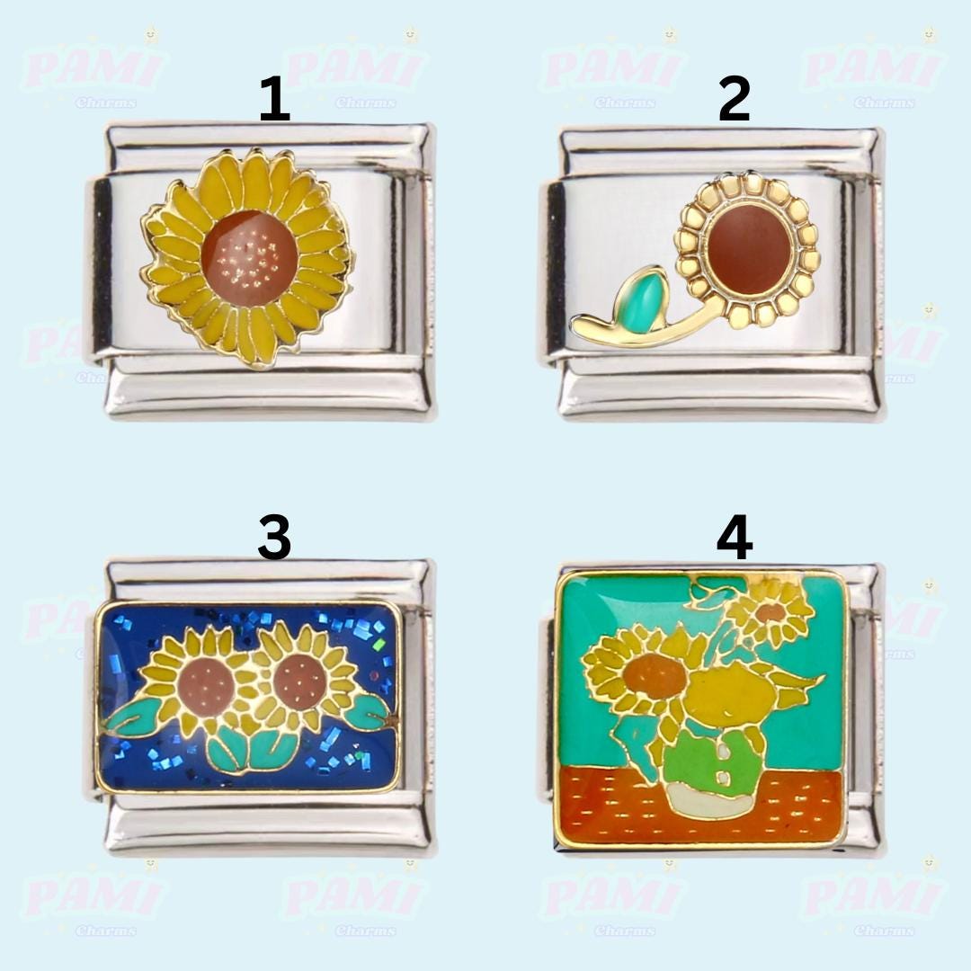 Sunflower Themed Flower Italian Charms - Fits Classic 9mm Italian ...