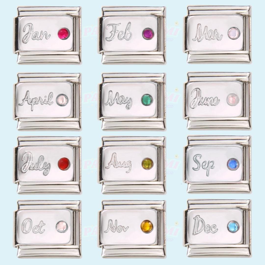 Absolutely Gorgeous Silver Month Birth Stone Gem Italian Charm Fits 9mm ...