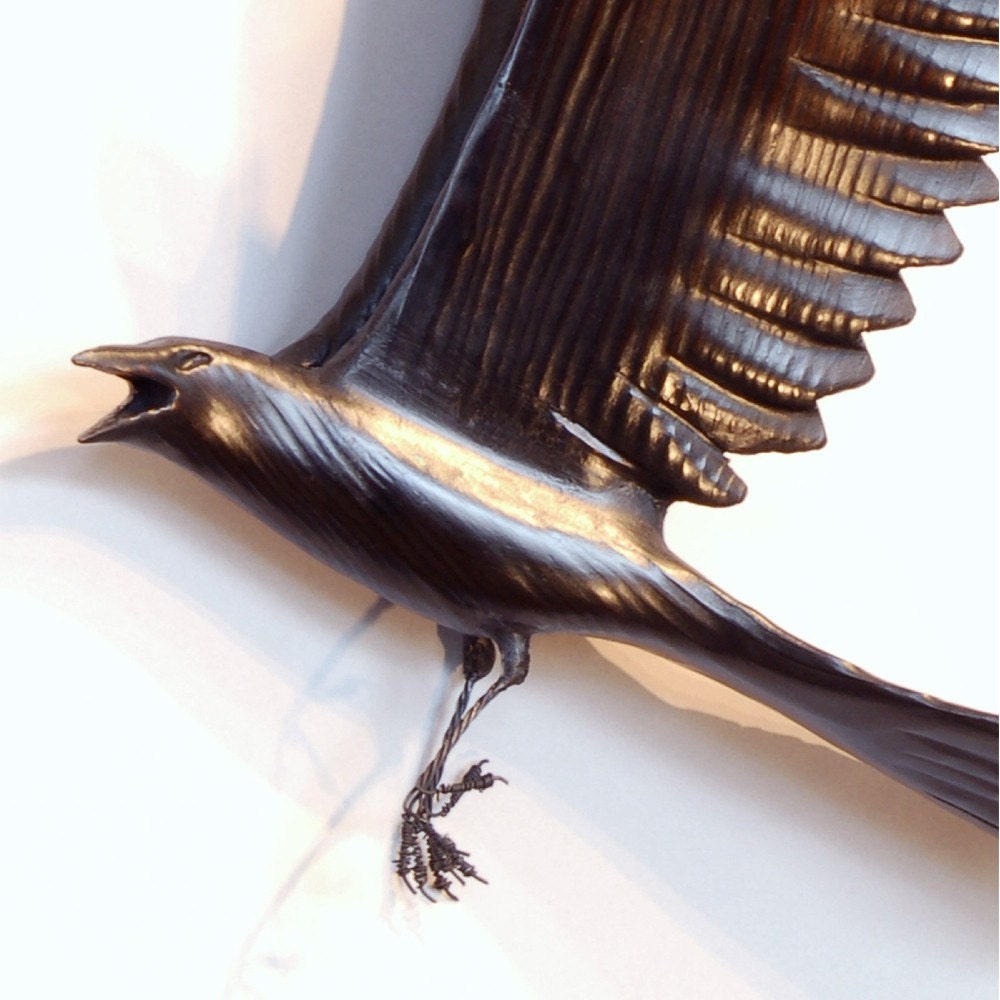 Flying Crow Wood Sculpture, Gesture 4 - Etsy