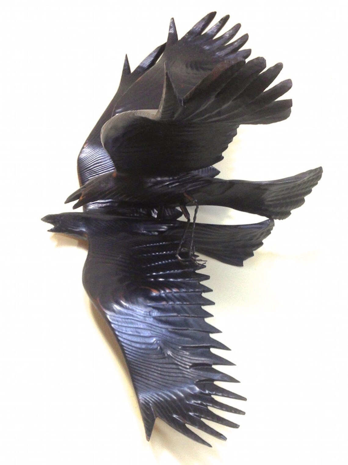 Crow Pair Flying Wood Sculpture Jason Tennant - Etsy