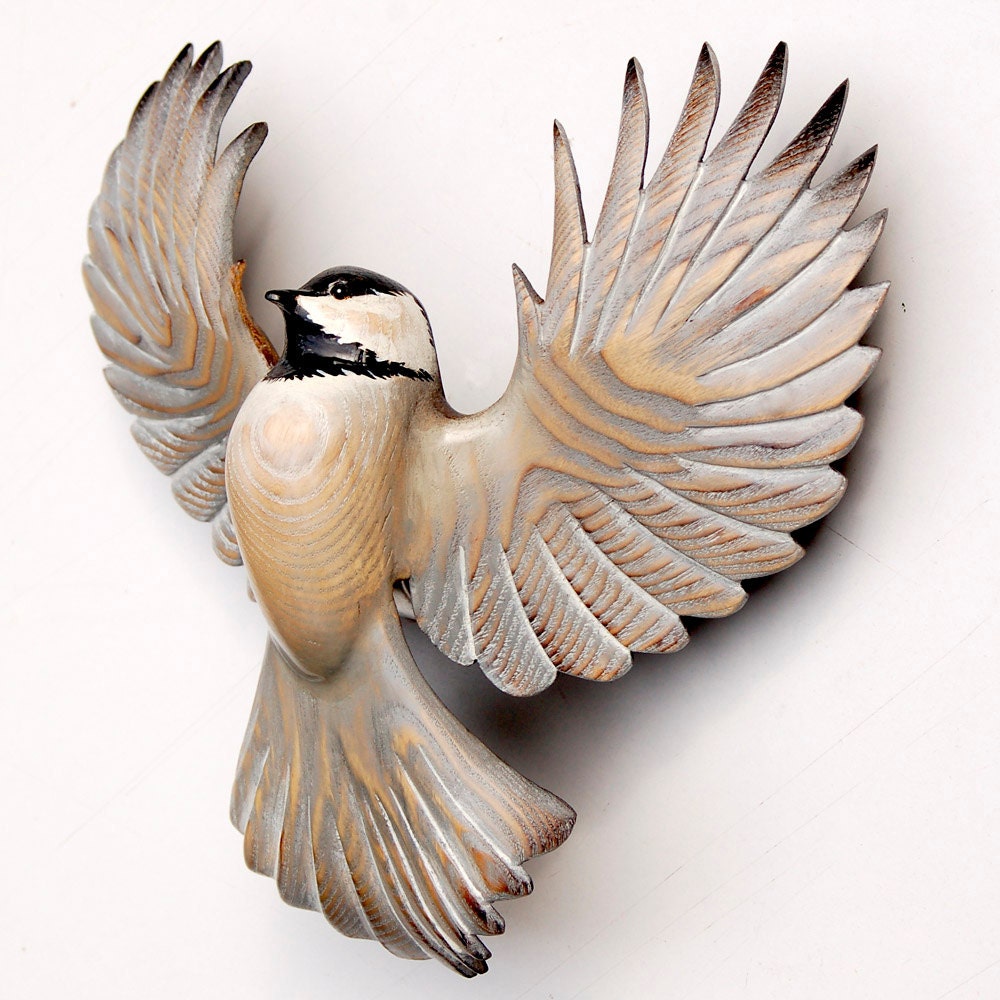 Chickadee wood sculpture woodcarving in Ash by Jason Tennant | Etsy