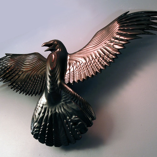 Flying Crow 1 Carved Wood Sculpture by Jason Tennant - Etsy