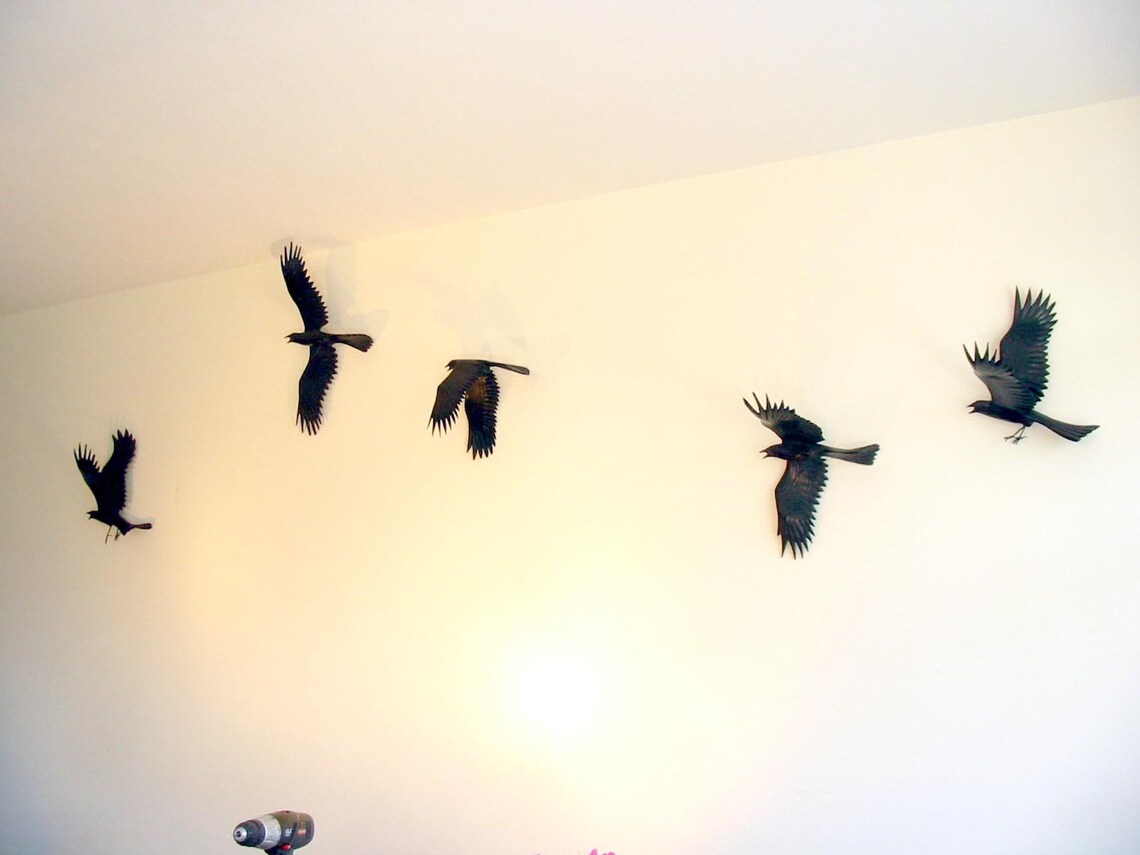 Flying Crow 1 Carved Wood Sculpture by Jason Tennant - Etsy