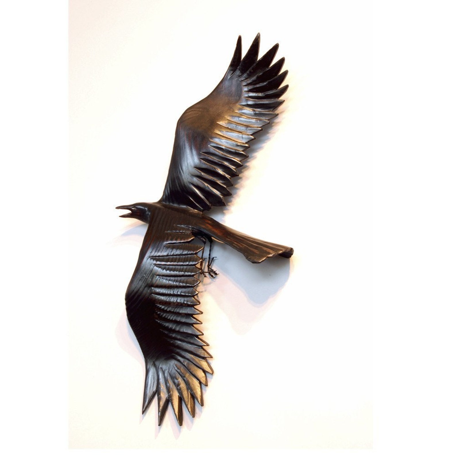 Flying Crow Wood Carving, Gesture 2 by Jason Tennant - Etsy