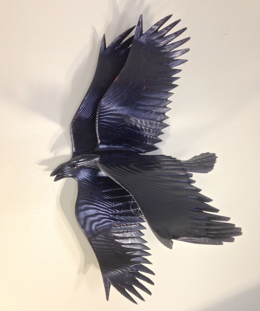 Crow Pair Flying Wood Sculpture Jason Tennant - Etsy
