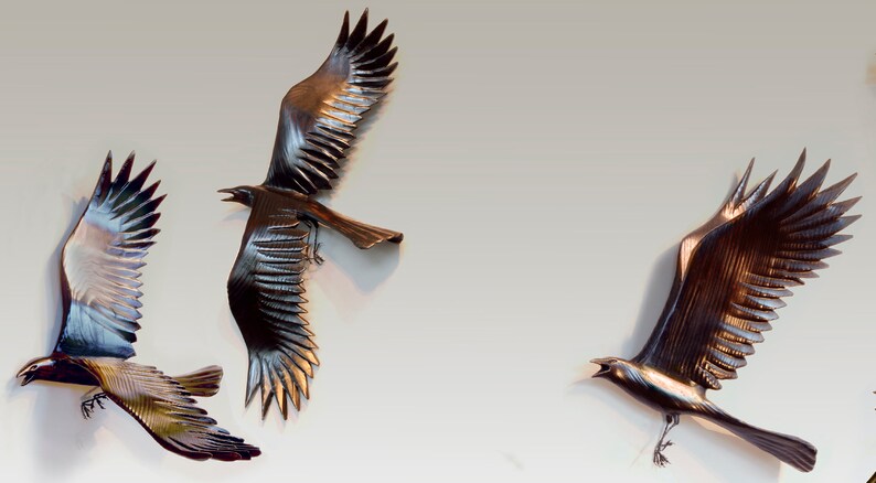 Crows Flying Wall Hanging Sculpture - Etsy