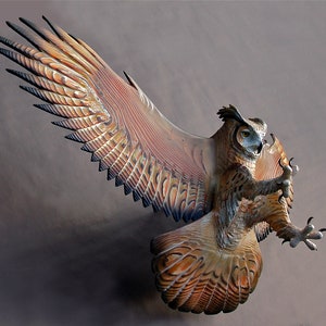 Owl Wood Sculpture Attacking Pose Jason Tennant - Etsy