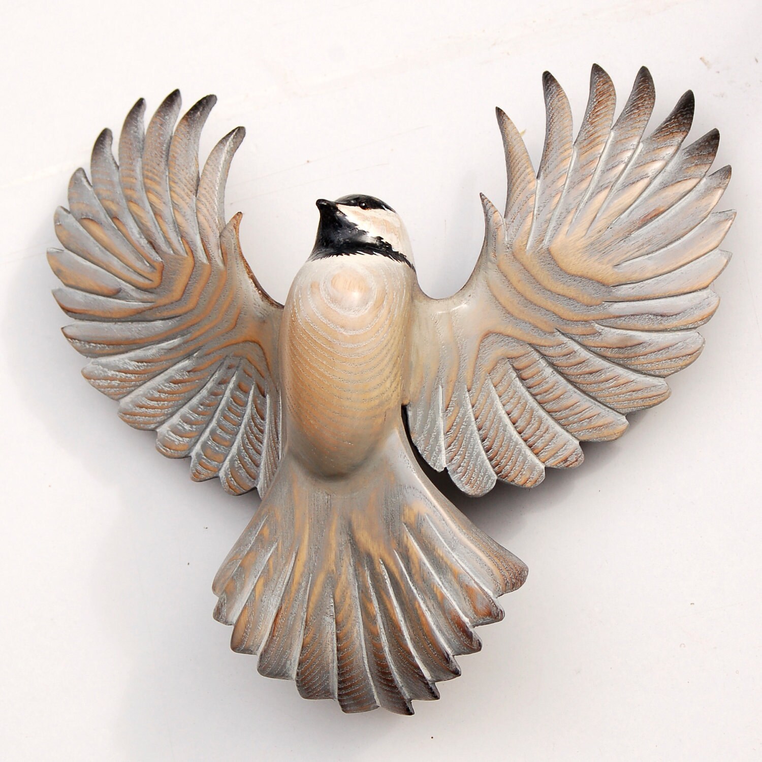 Chickadee wood sculpture woodcarving in Ash by Jason Tennant | Etsy