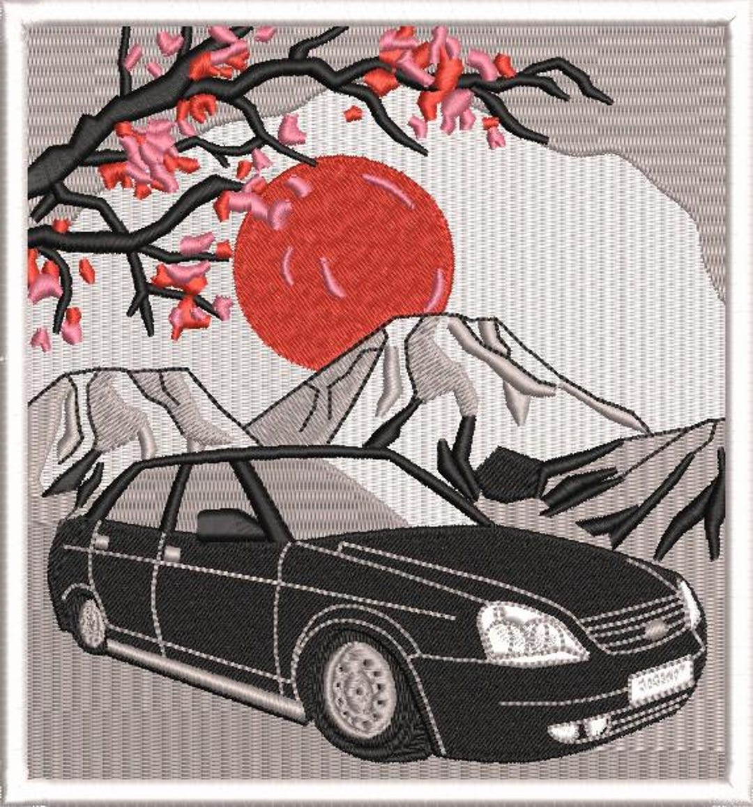 Design Embroidery Japan Lada and Sakura Old Style Retro Drift Patch ...