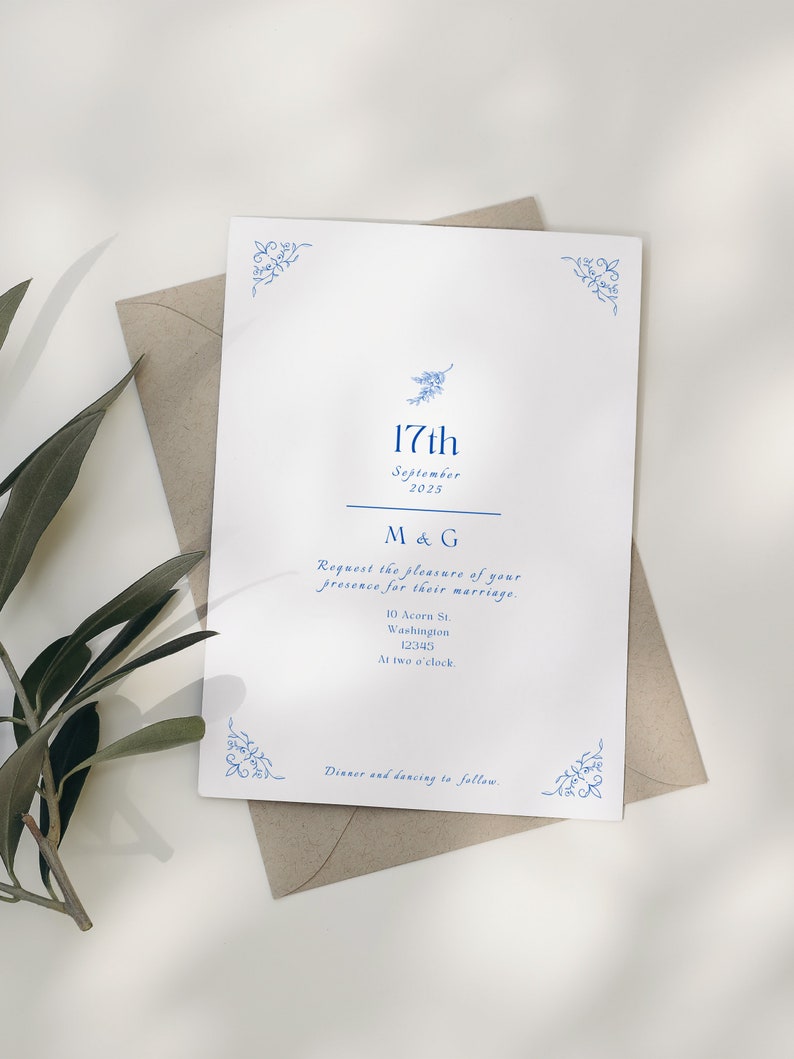 Old-money Save the Date & Wedding Invitation Set Olive Branch. Template ...