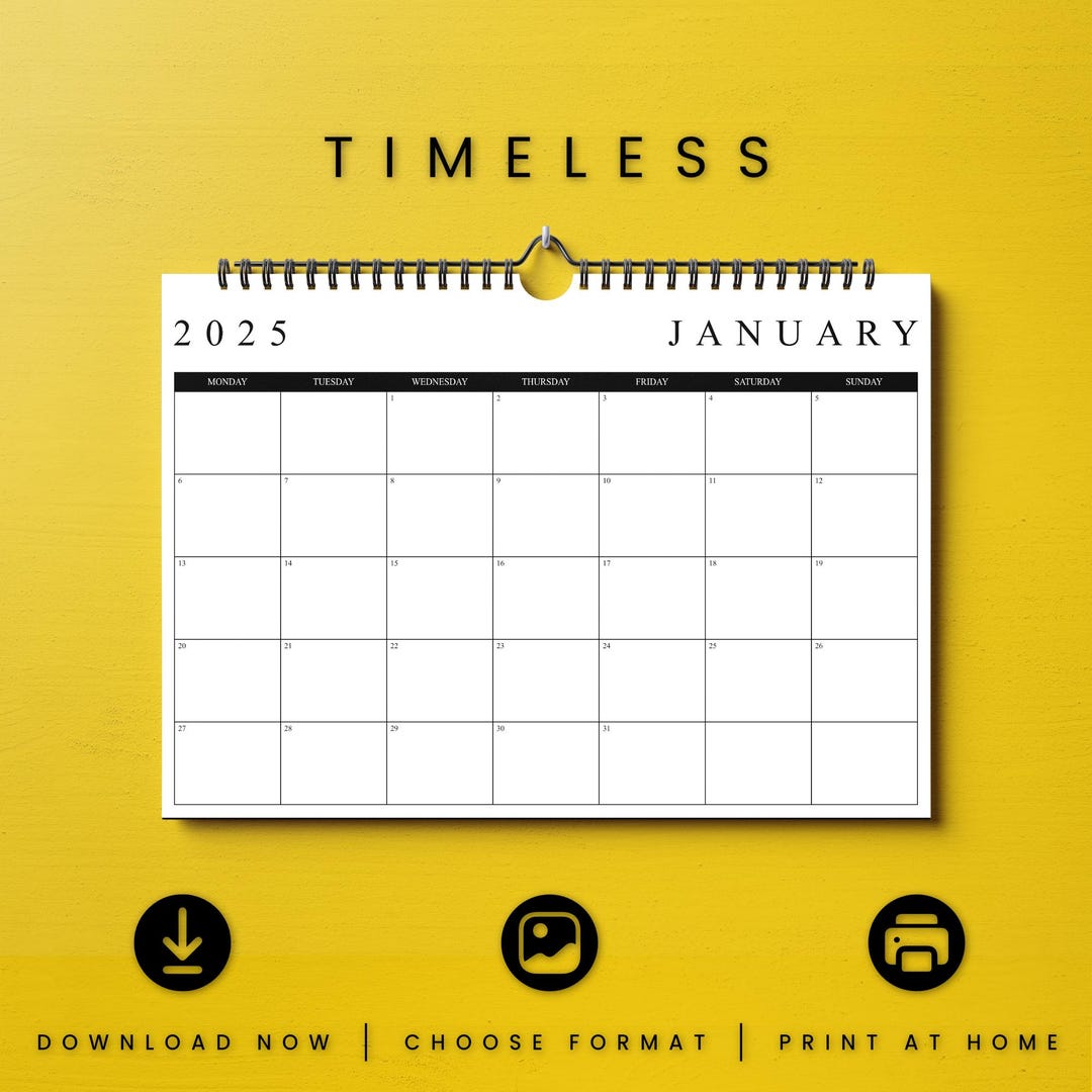 2025 Monthly Calendar Digital & Printable Planner Landscape Quick ...