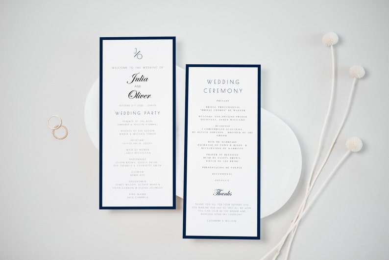 Wedding Ceremony Program Template, Simple Program Template, Elegant Wedding Order of Service ...