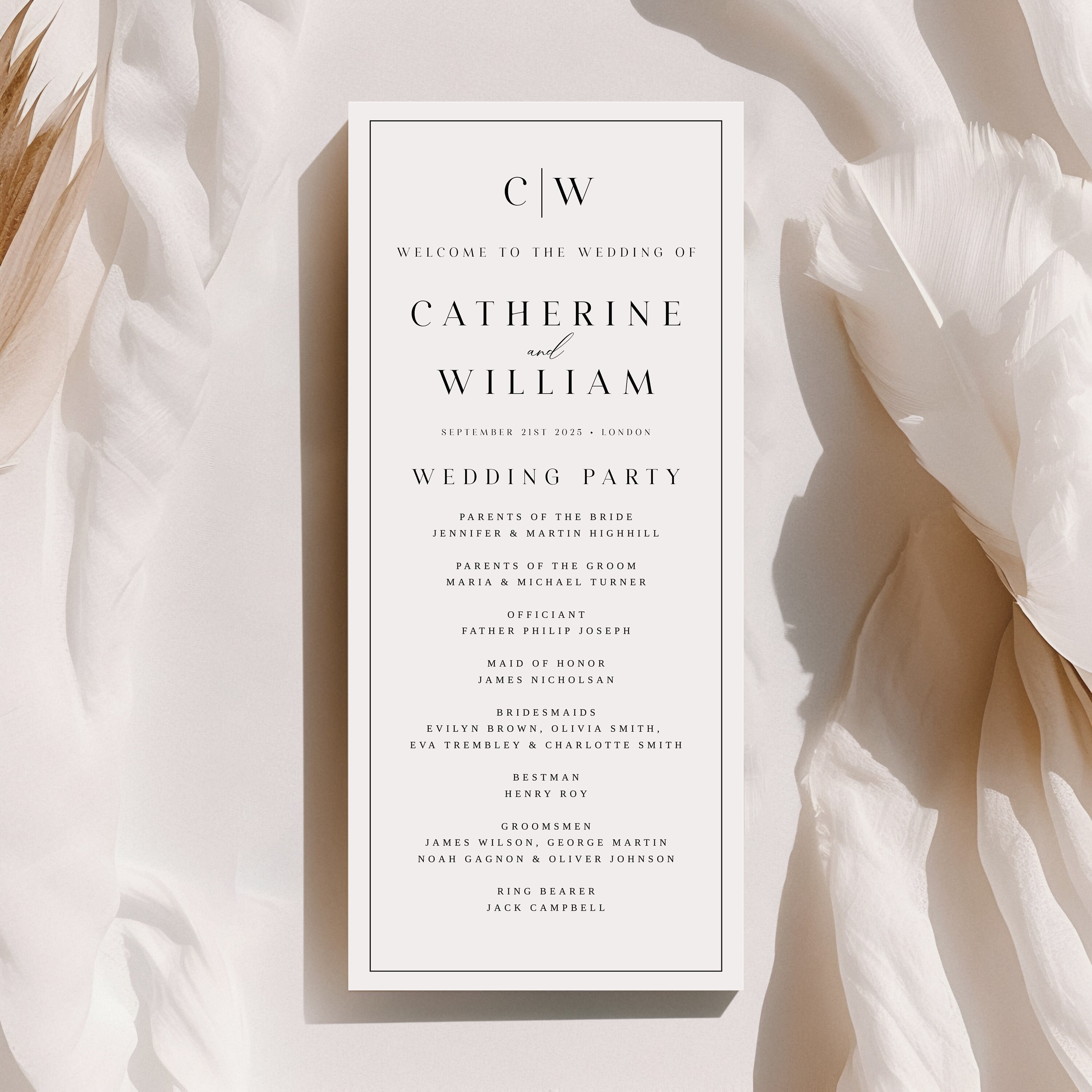 Wedding Ceremony Program Template, Simple Program Template, Elegant ...