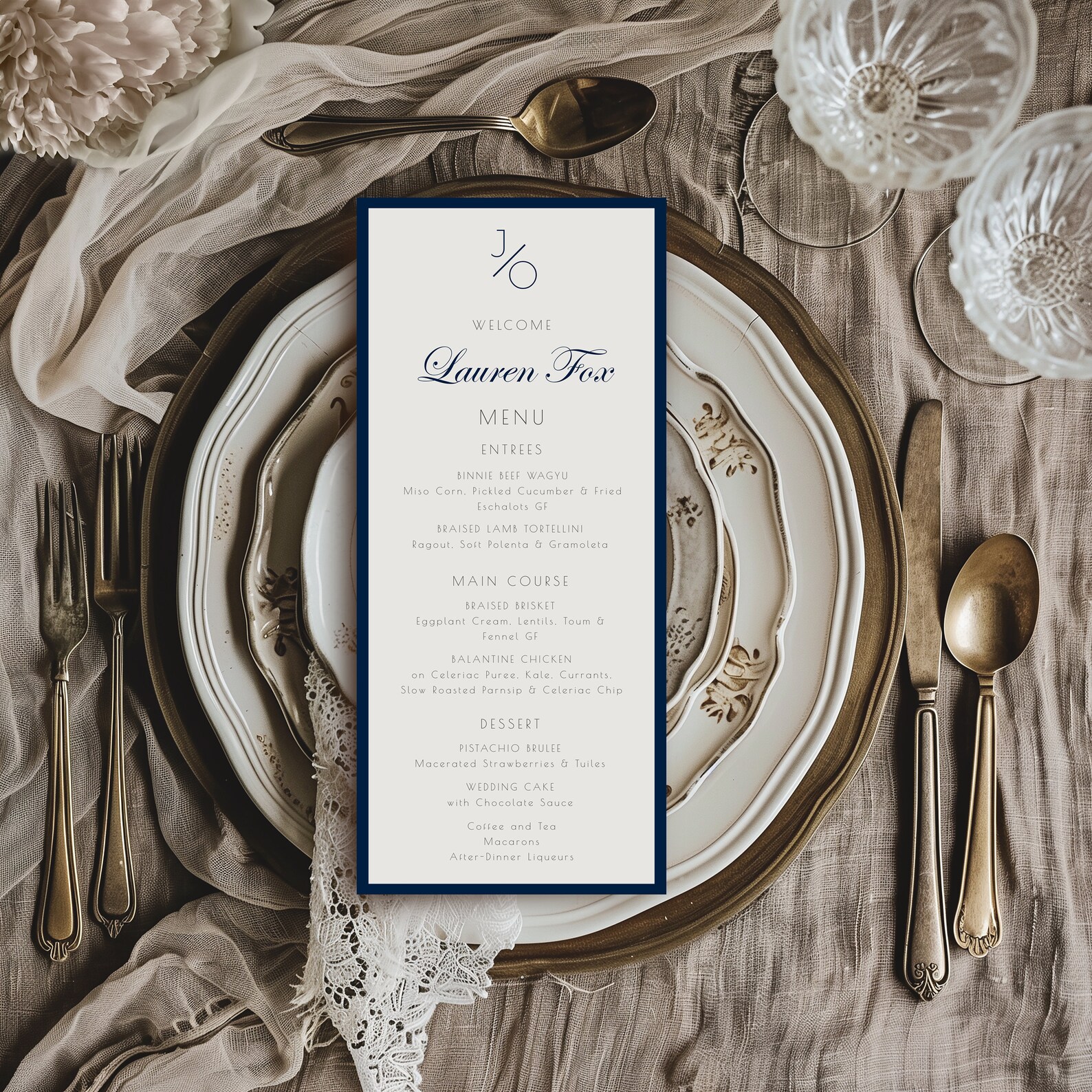 Personalizable Guest Menu Template, Modern Script Wedding Dinner Menu ...