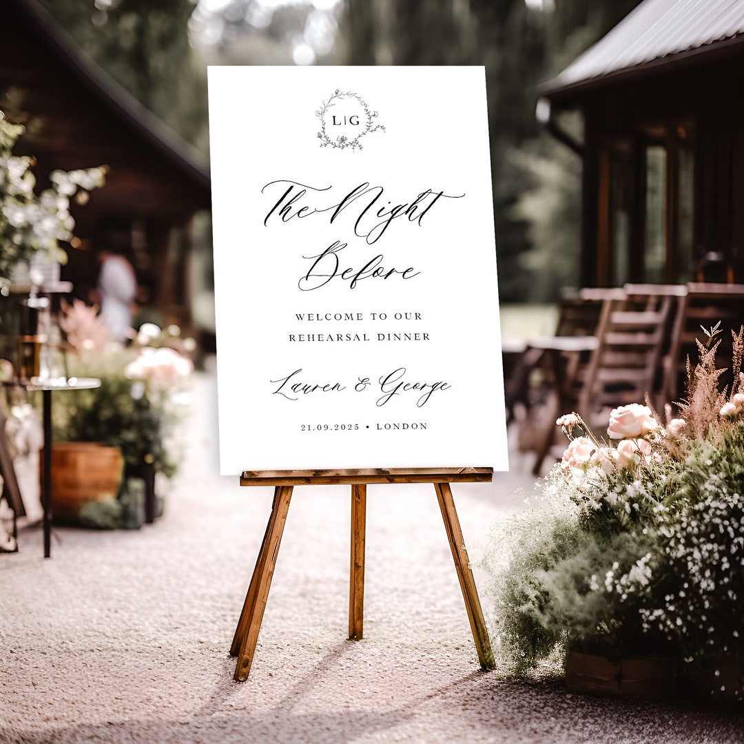 Rehearsal Dinner Welcome Sign Template, Calligraphy the Night Before ...