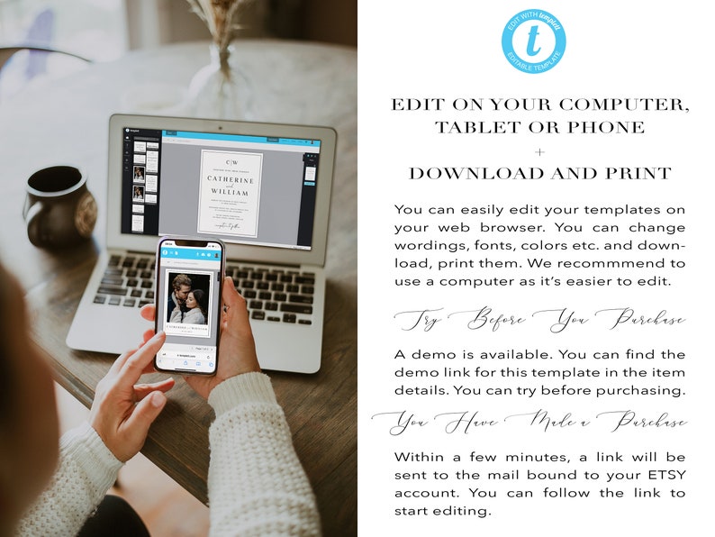 Wedding Timeline Sign Template, Wedding Monogram & Border, Editable ...