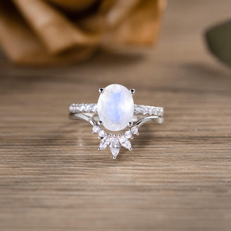 Moonstone Ring Set - Etsy