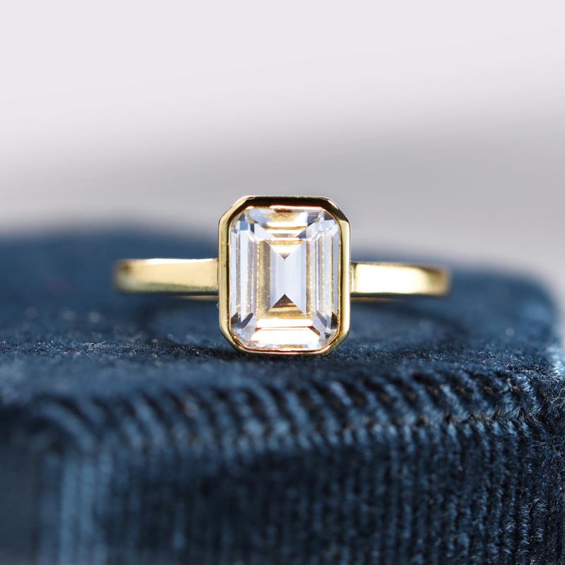 Rectangular Diamond Engagement Ring - Etsy