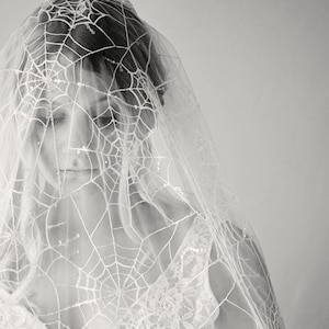 Spiderweb Wedding Veil, Black or White Bridal Veil - Etsy