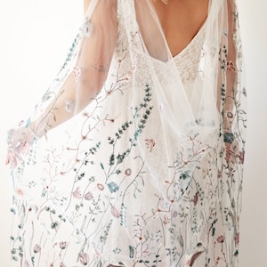 Blue Wildflower Bridal Cape – Sheer Embroidered Drape - Etsy
