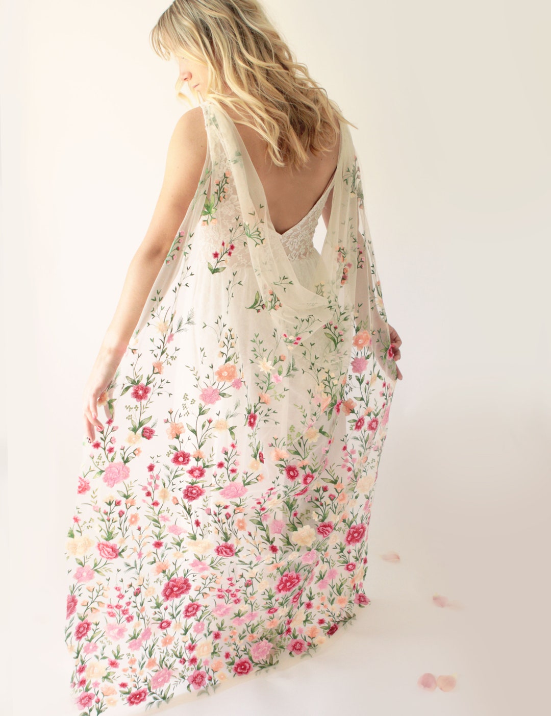 Meadow Rose Bridal Cape Clip-on Drape Cape Ceremony - Etsy