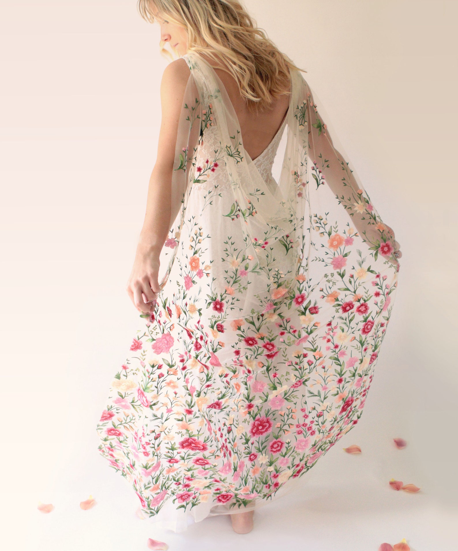 Meadow Rose Bridal Cape, Clip-on Drape Cape, Ceremony Covering - Etsy