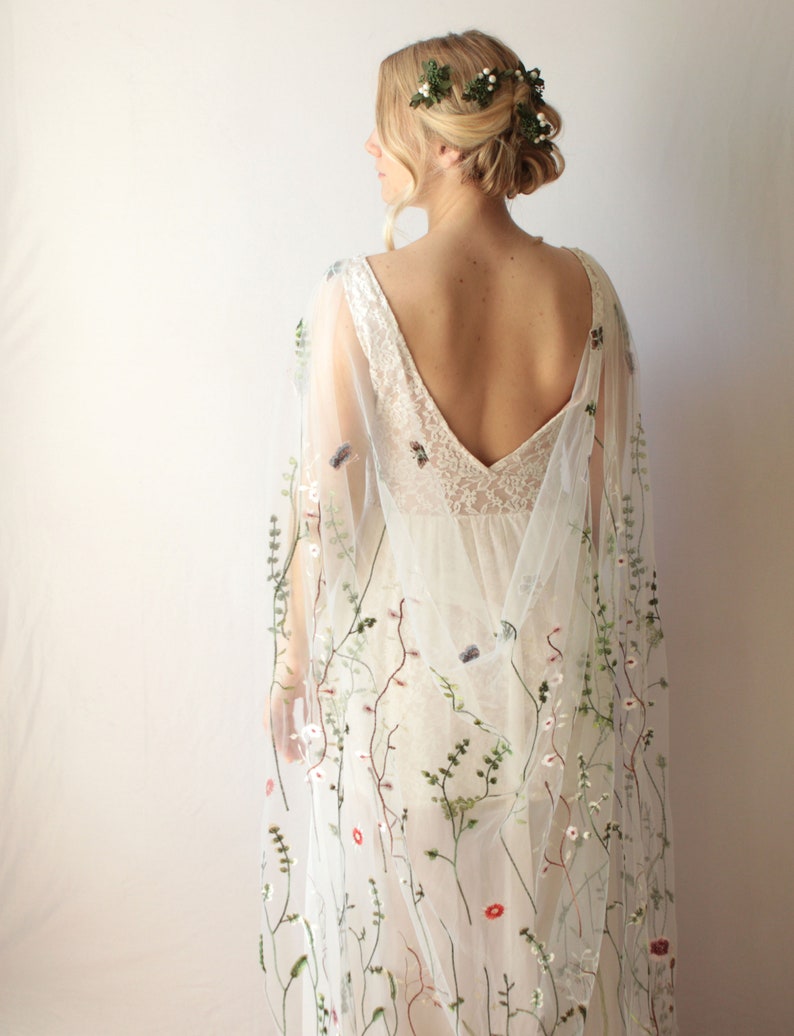 Wildflower Bridal Cape Clip-on Drape Cape Ceremony Covering - Etsy
