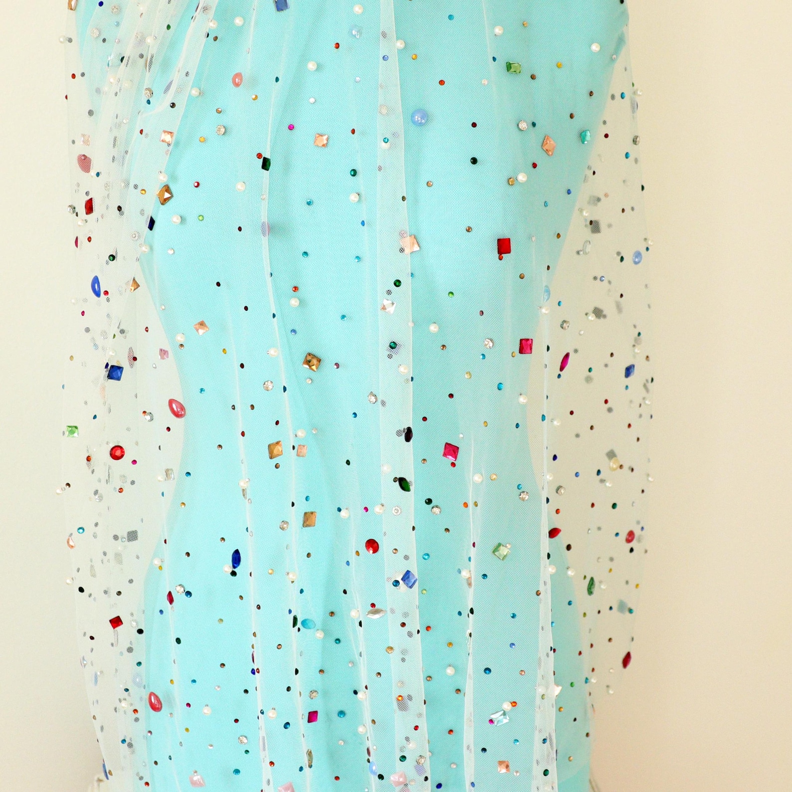 Rhinestone Bridal Veil, Scattered Rainbow Gems - Etsy