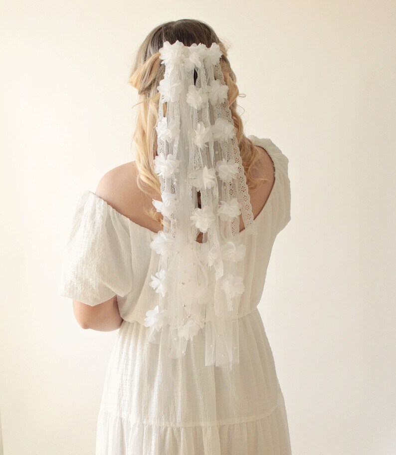Lace Ribbon Veil Bridal Veil Alternative Boho Bridal Hair - Etsy