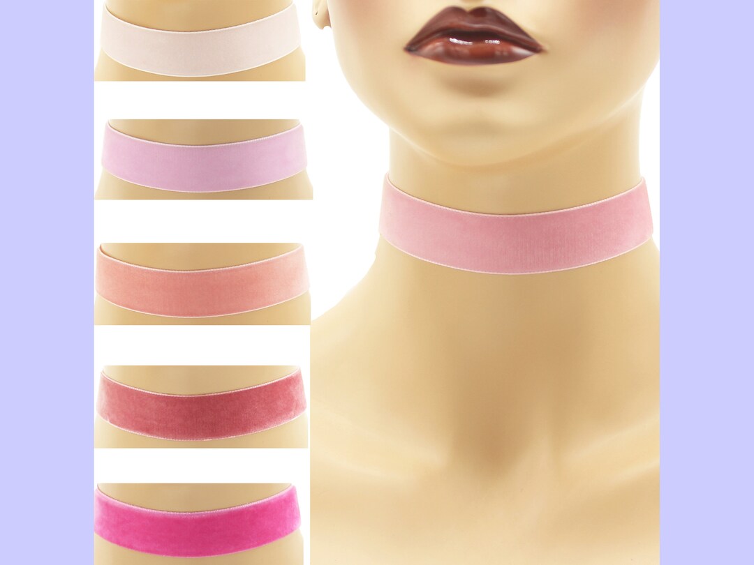 Pink Velvet Choker 7/8 Inch Wide Custom Made Your Length and Color ...