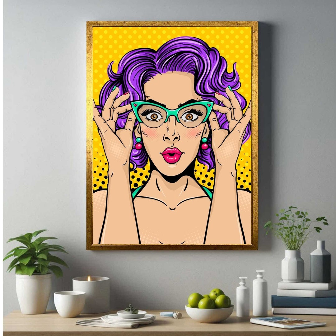 Pop Art Woman Comic Pop Art,retro Comic Framed Modern Canvas Wall Art ...