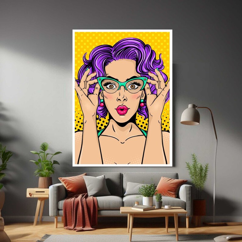 Pop Art Woman Comic Pop Art,retro Comic Framed Modern Canvas Wall Art ...
