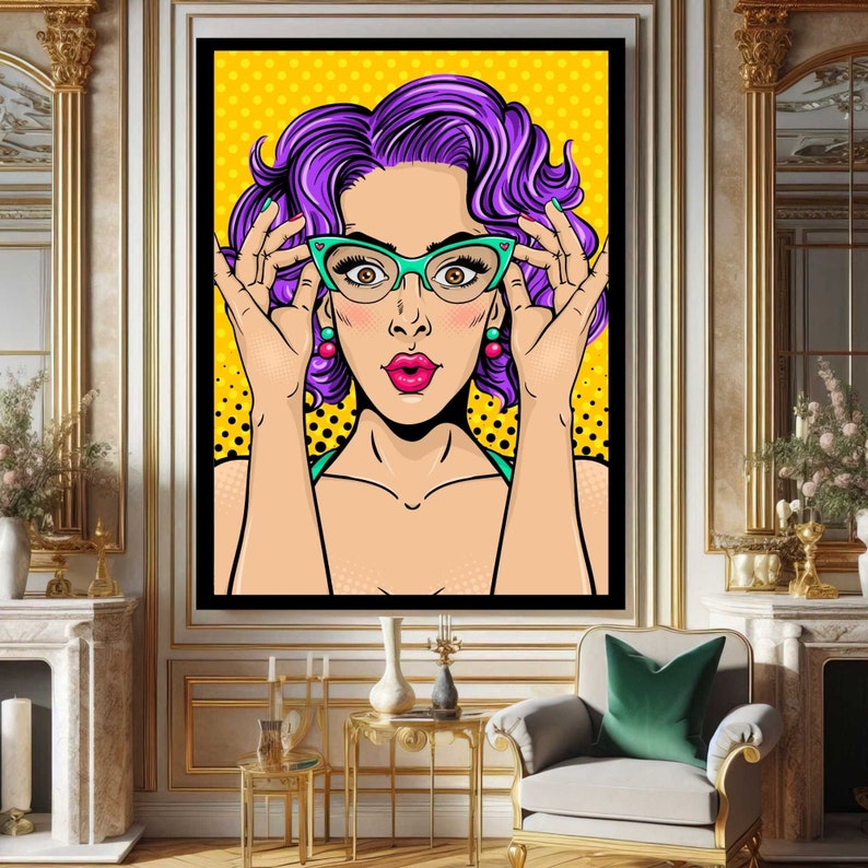 Pop Art Woman Comic Pop Art,retro Comic Framed Modern Canvas Wall Art ...