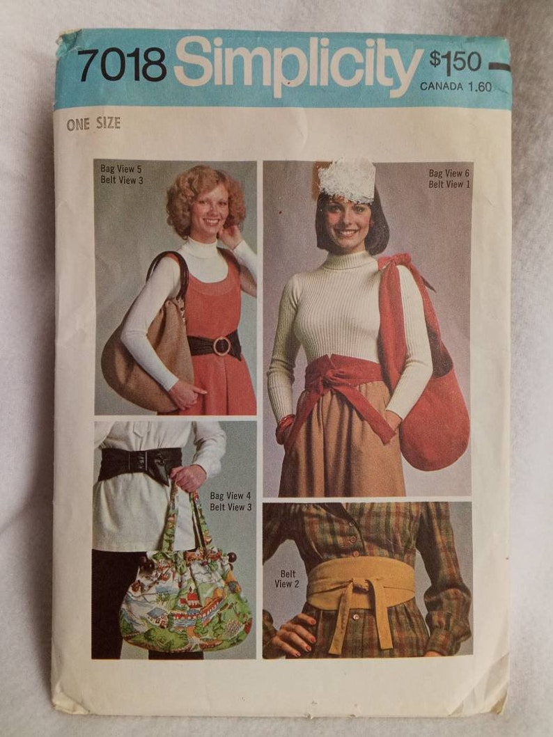 Vintage 1970s Purse or Bag and Belt Pattern Simplicity 7018 One Size - Etsy
