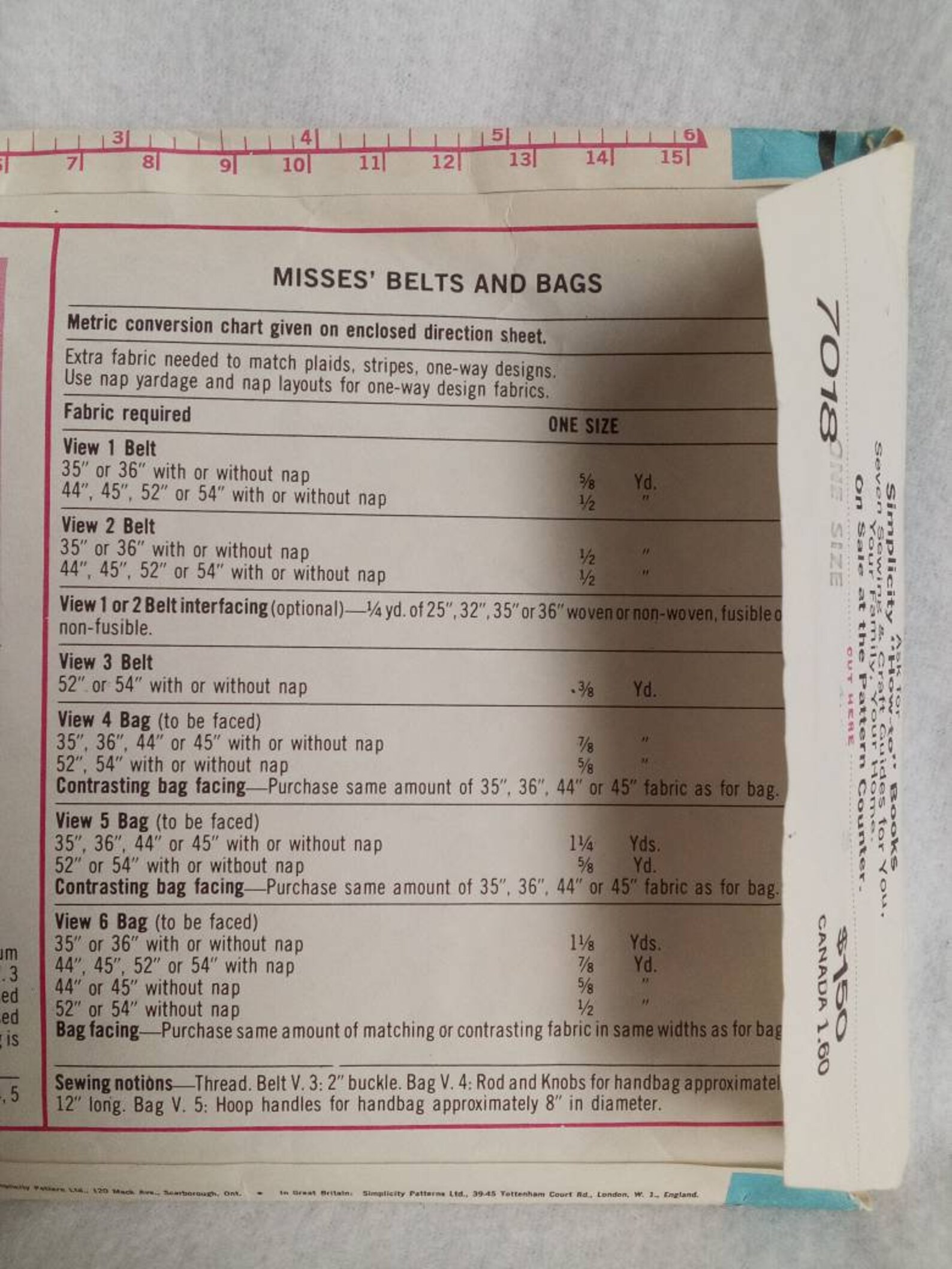 Vintage 1970s Purse or Bag and Belt Pattern Simplicity 7018 One Size - Etsy