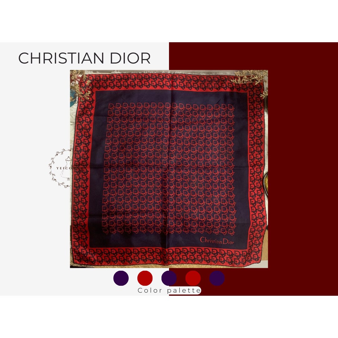 CHRISTIAN DIOR 100% Silk Sheen 24 X 24 Inches Trotter Scarf Christian ...