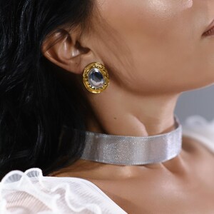 Mesh Metal Choker, Gold Collar Mesh Choker Necklace, Wide Choker, Gold ...