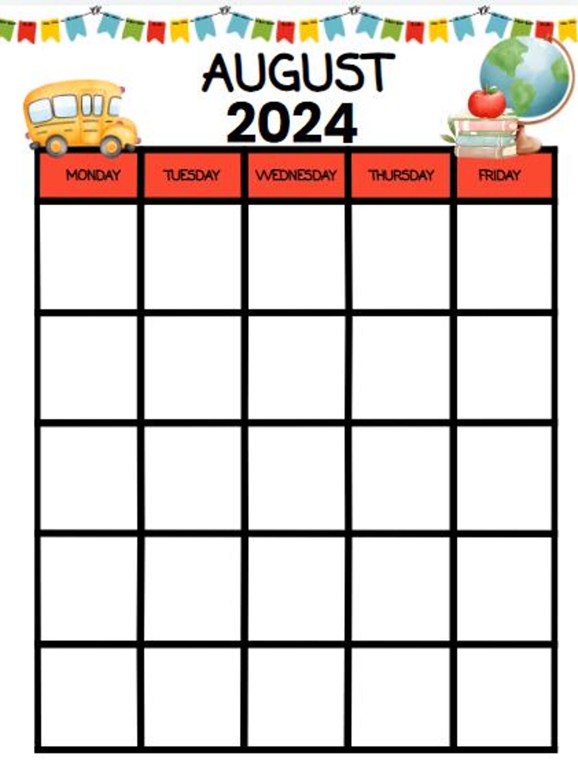 Back to School Monthly Themed Calendar August- July Teacher Resource ...