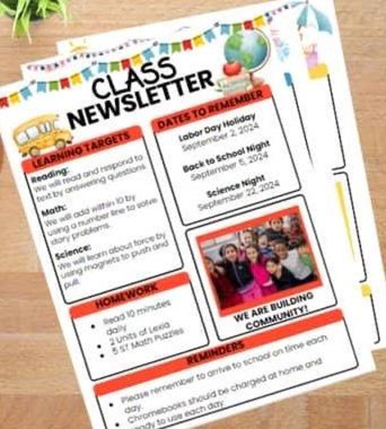Year Long Editable Class Newsletter Back to School Teacher Fillable ...