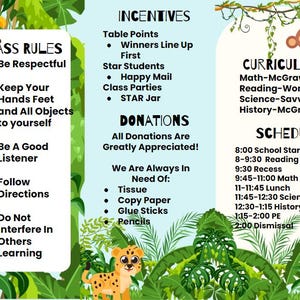 Back to School Jungle Brochure Digital Download Open House Editable ...