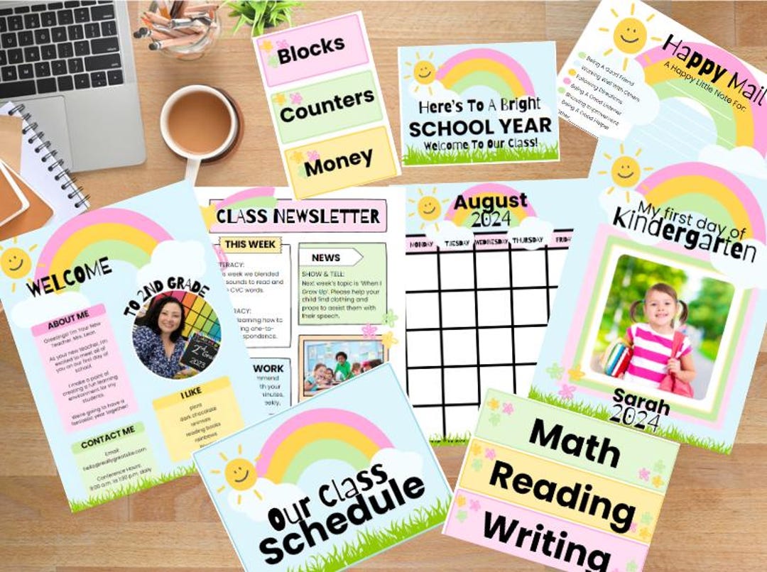 Back to School Rainbow Meet the Teacher Class Newsletter Happy Mail ...