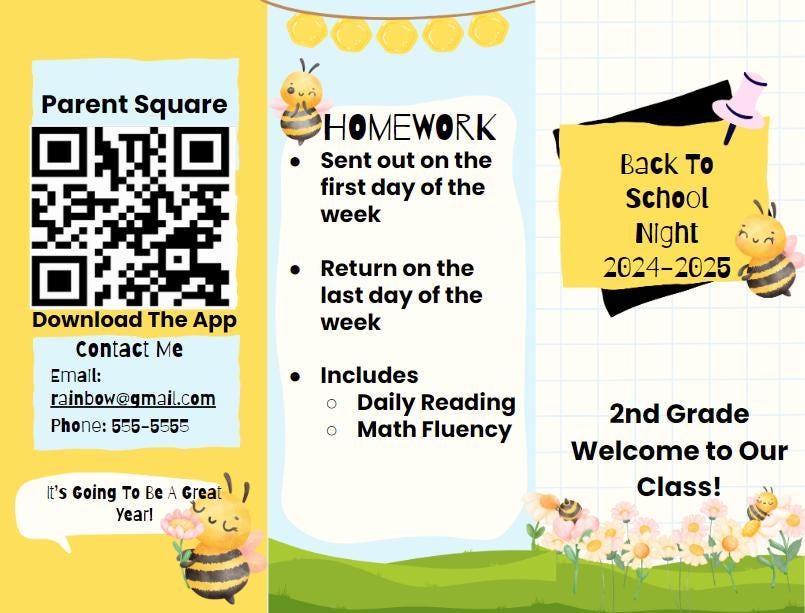 Back to School Busy Bee Theme Brochure| Open House Editable Template ...