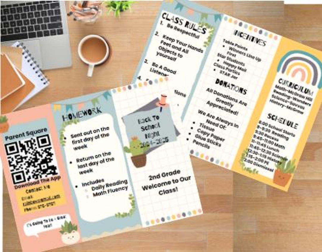 Back to School Boho Succulent Brochure Digital Download| Open House ...