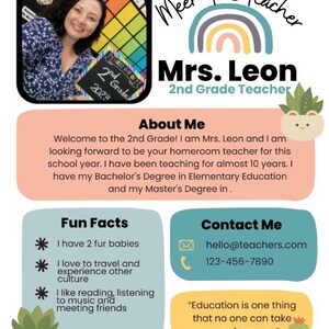 Back to School Boho Succulent Meet the Teacher Newsletter Happy Mail ...