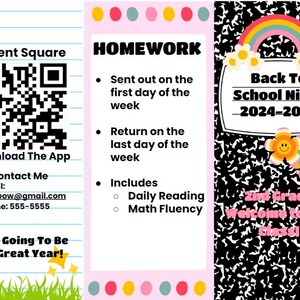 Welcome Back to School Groovy Composition Theme Brochure| Open House ...