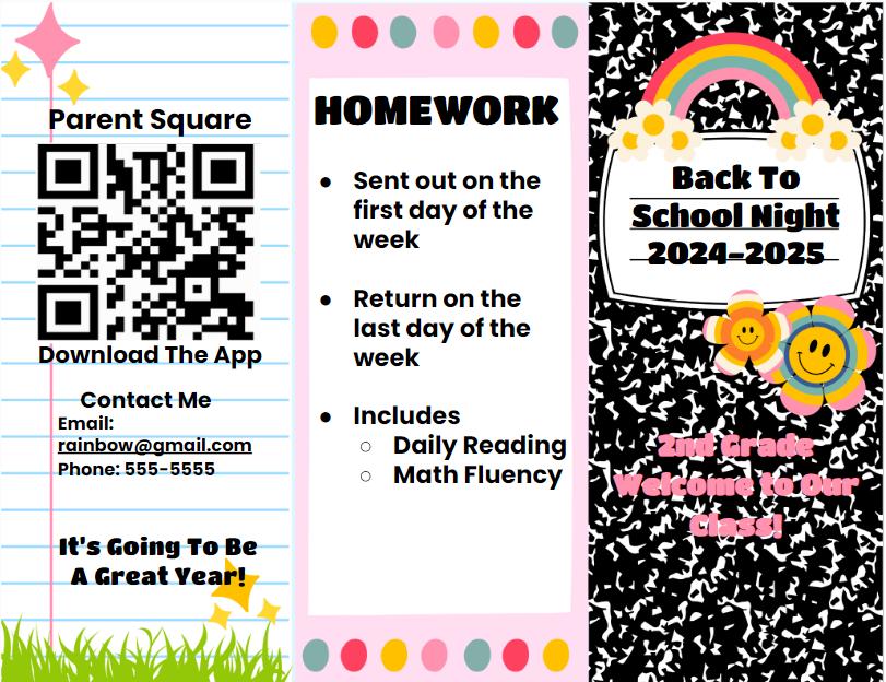 Welcome Back to School Groovy Composition Theme Brochure| Open House ...